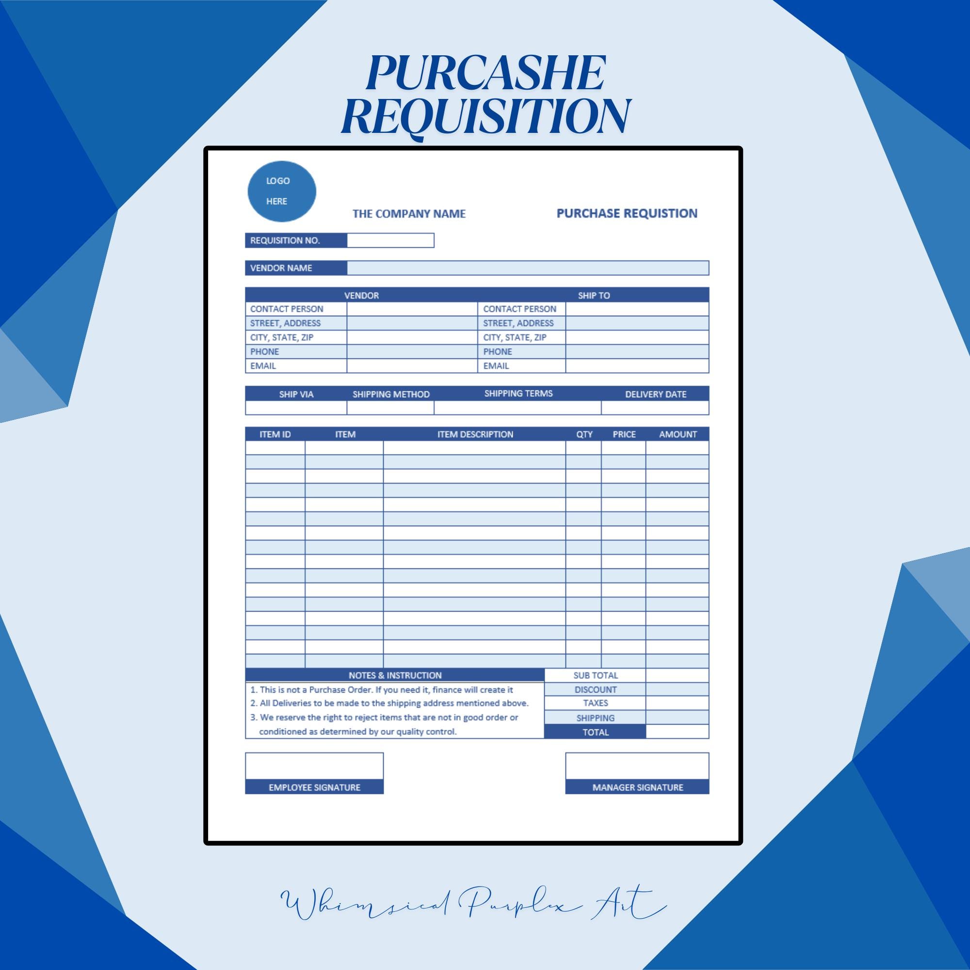Printable Business Bundle, Purchase Order, Invoice, Estimate, Quotation ...