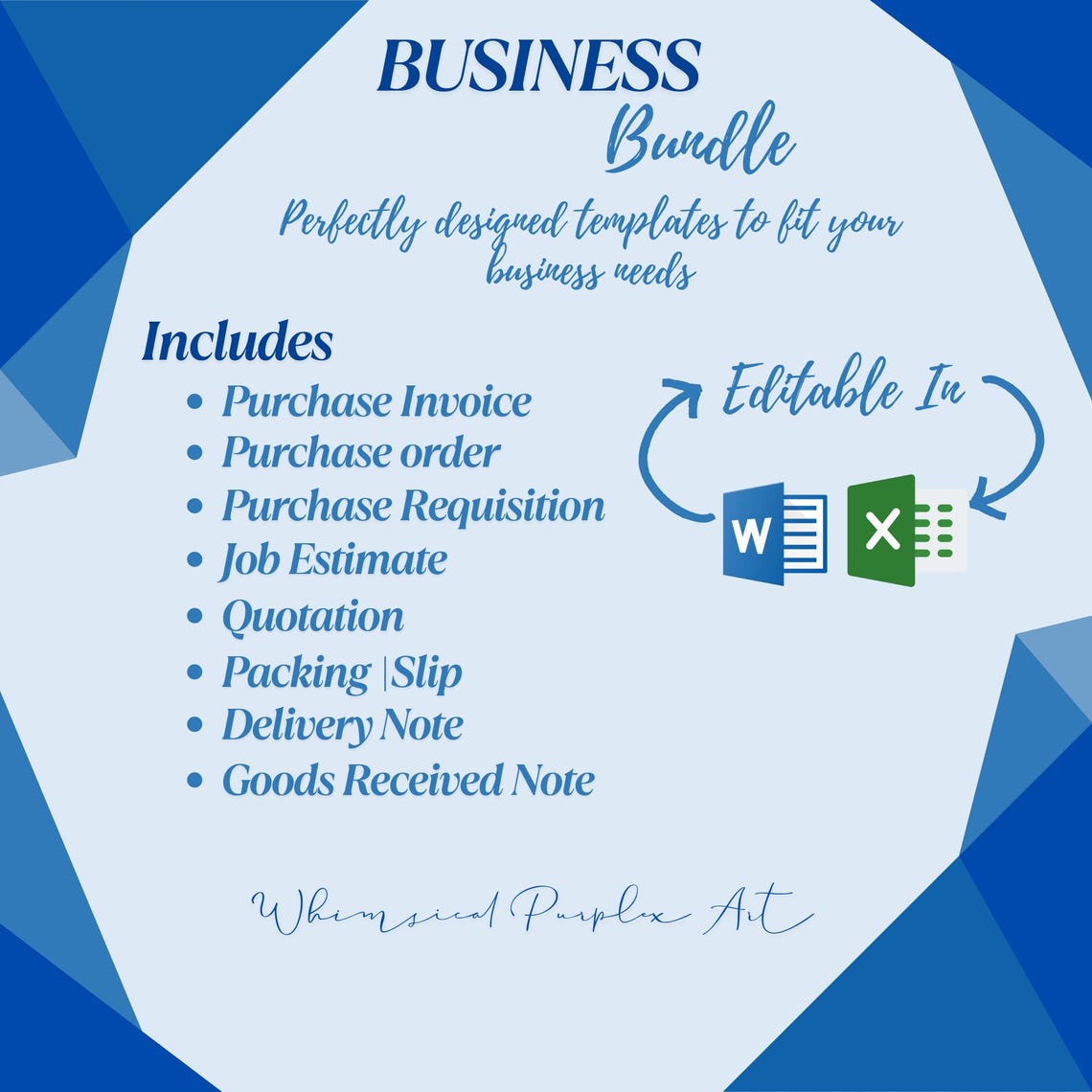 Printable Business Bundle, Purchase Order, Invoice, Estimate, Quotation ...
