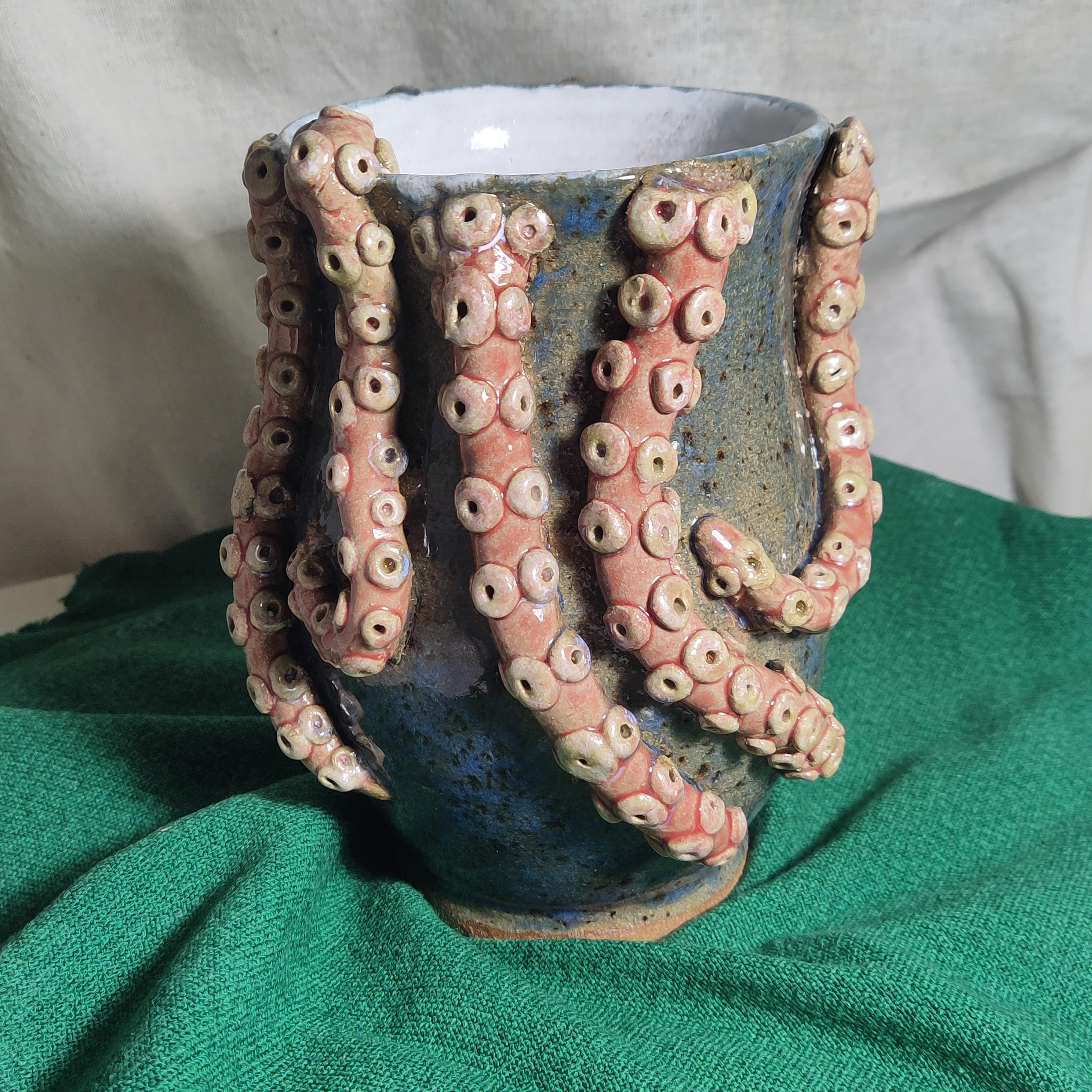 Octopus Inspired Vase Wheel Thrown Stoneware Pottery Unique - Etsy