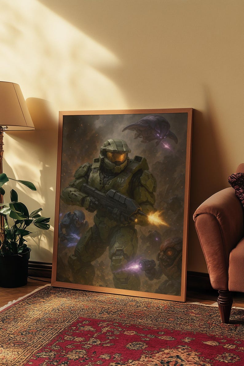 Halo Master Chief Poster, Halo Fan Art, Digital Poster, Gaming Wall Art ...