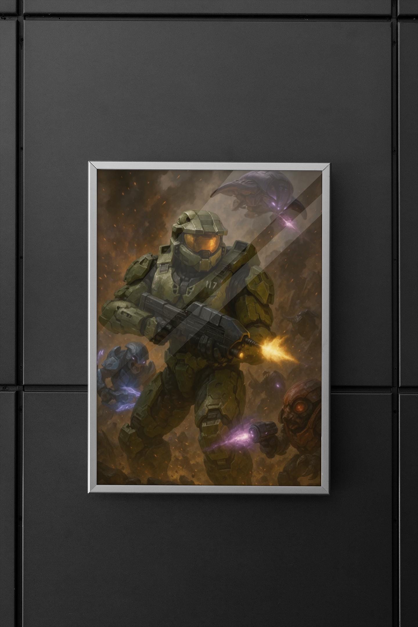 Halo Master Chief Poster, Halo Fan Art, Digital Poster, Gaming Wall Art ...