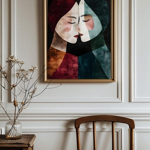 Emotional Abstract Love Art | Minimalist Couple Print | Face to Face ...