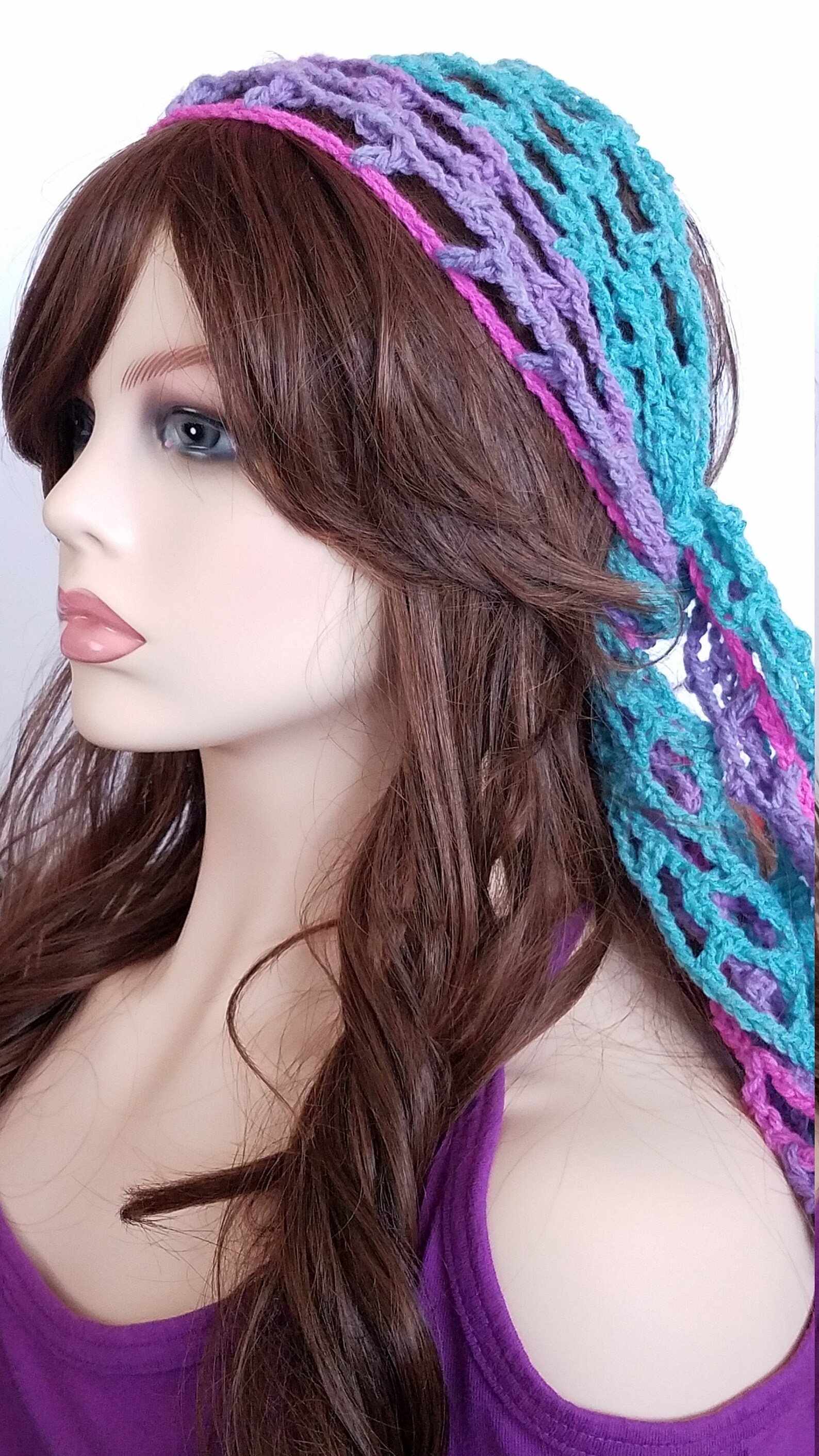 Crochet Boho Hair Scarf Mesh Hair Wrap Gypsy Head Scarf - Etsy