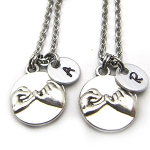Set of 2 Personalized Pinky Promise Necklace, Silver Pinky Swear ...