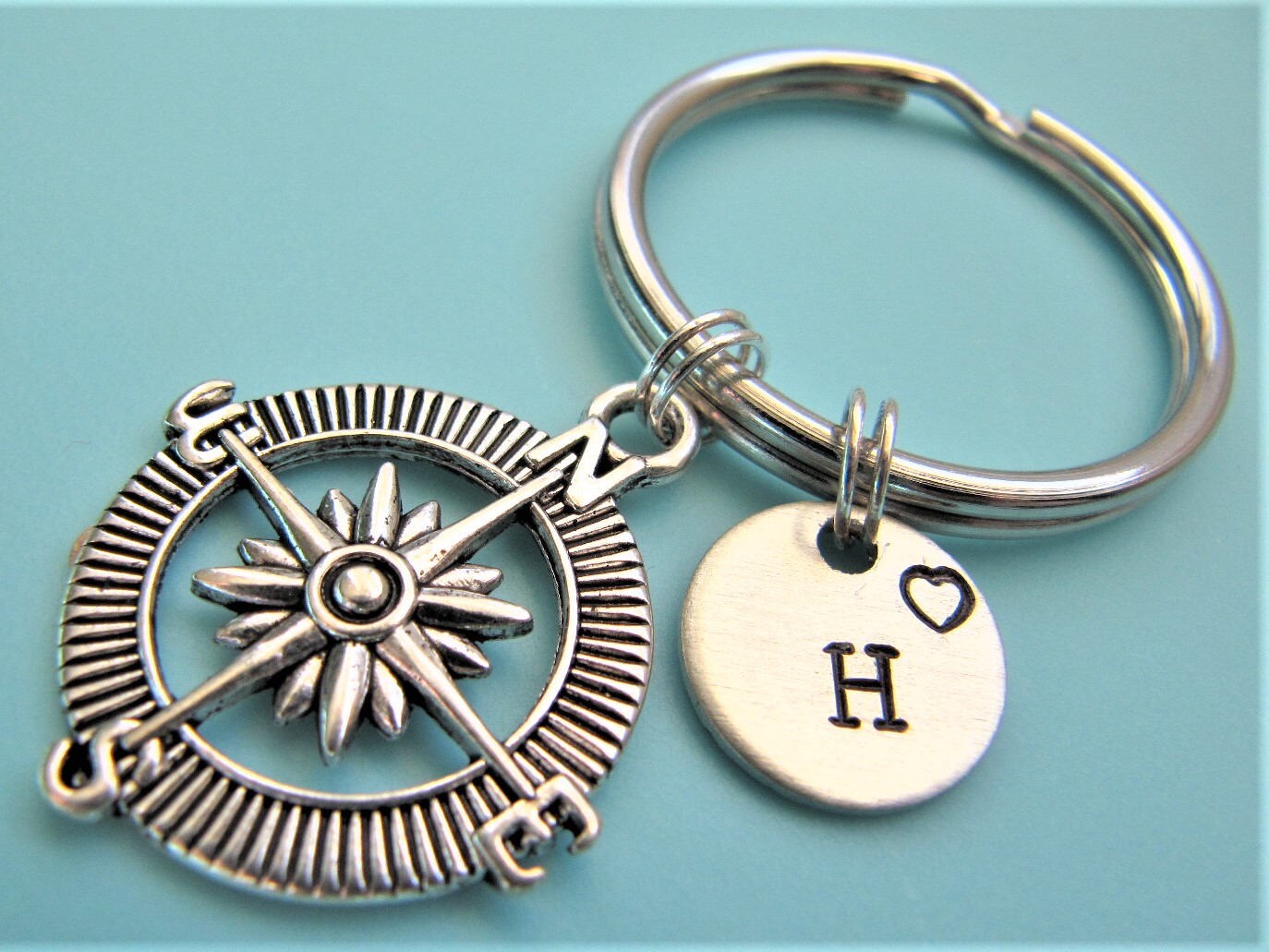 Compass Keychain Compass Charm Keychain Compass Keyring - Etsy