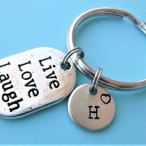 Live Love Life Keychain, Live Love Life Charm Keychain, Initial ...