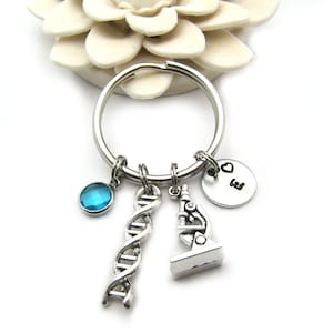 Personalized DNA Keychain, Microscope Keychain, Science Keychain, DNA ...