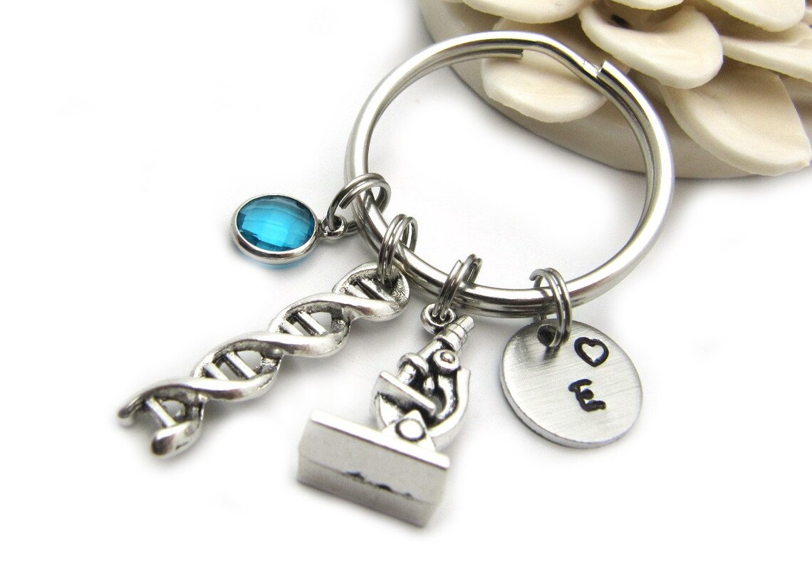 Personalized DNA Keychain Microscope Keychain Science | Etsy