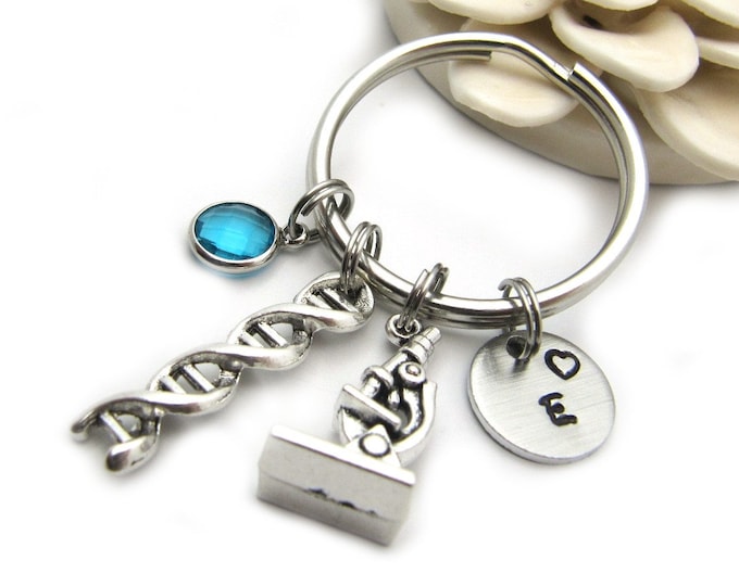 DNA Keychain, Microscope Keychain, Biologist Key Chain, Scientist ...