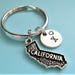California Keychain, California Charm Keyring, Initial Keychain ...