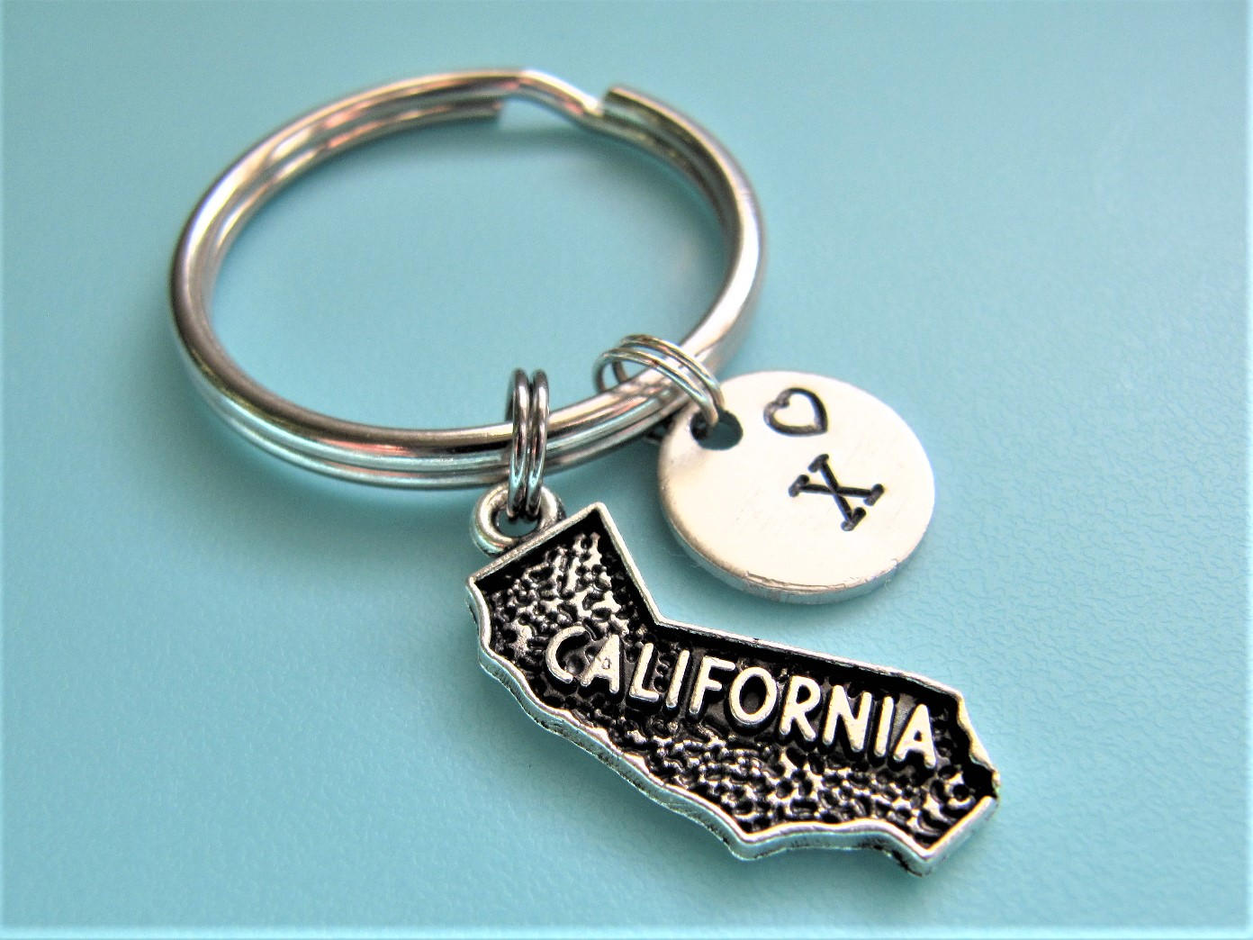 California Keychain California Charm Keyring Initial - Etsy