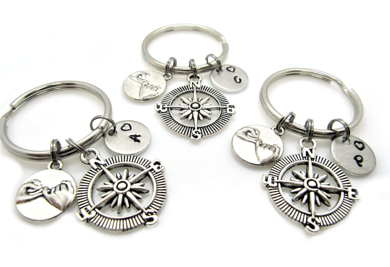 Best Friend Compass Keychain for 3 3 Best Friend Gifts 3 | Etsy