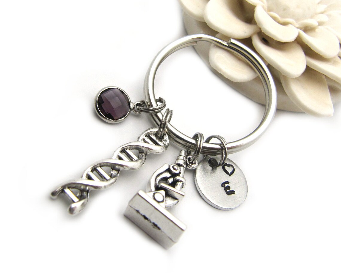 Personalized DNA Keychain Microscope Keychain Science | Etsy