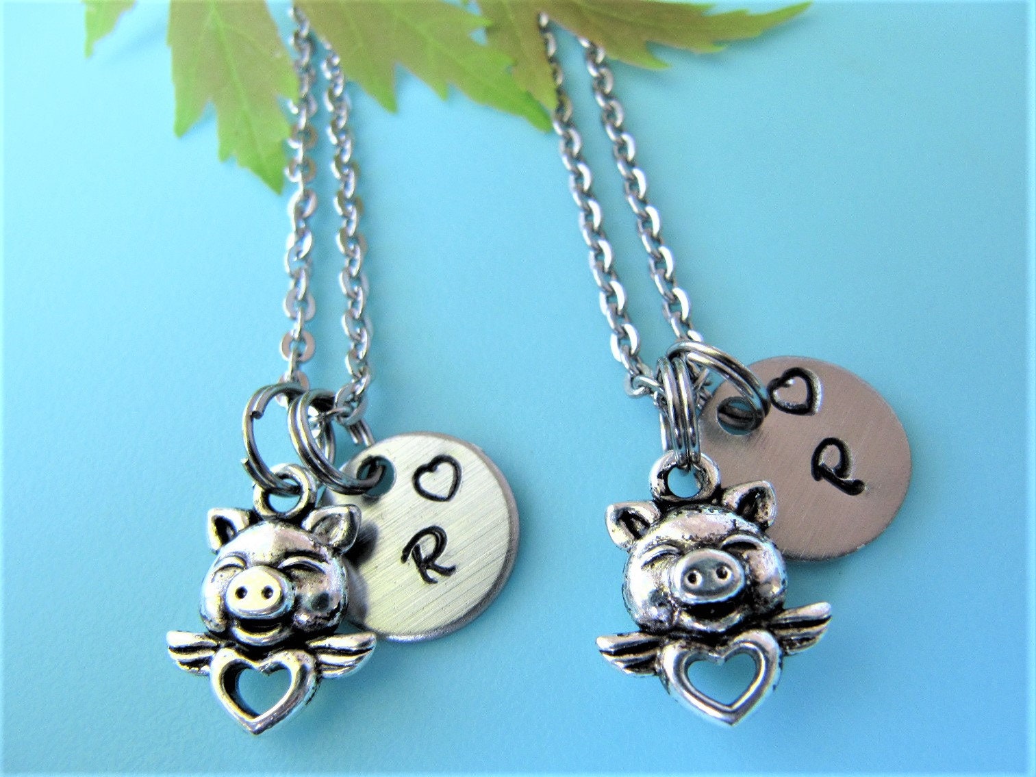 Best Friends Pig Necklaces for 2, Pig Necklace, Flying Pig Jewelry, Pig ...