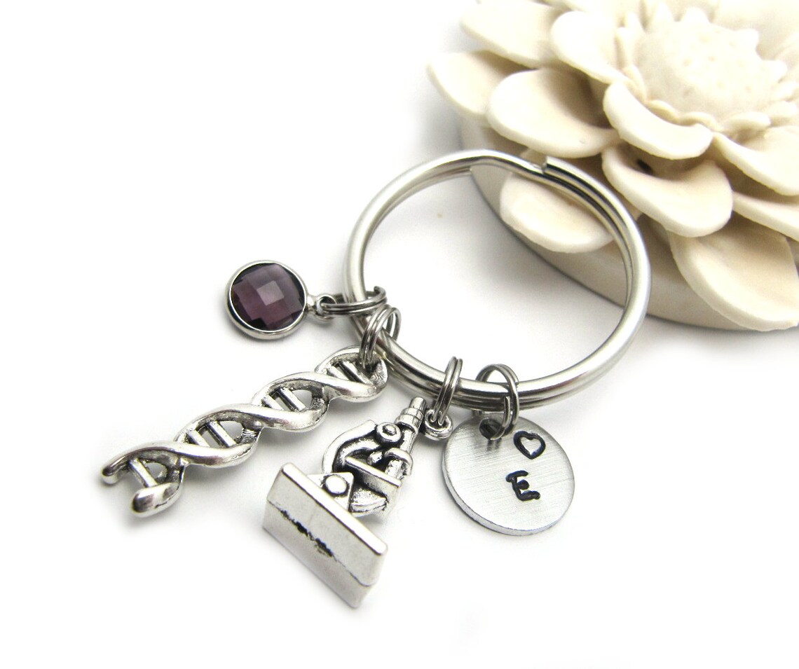 Personalized DNA Keychain Microscope Keychain Science | Etsy