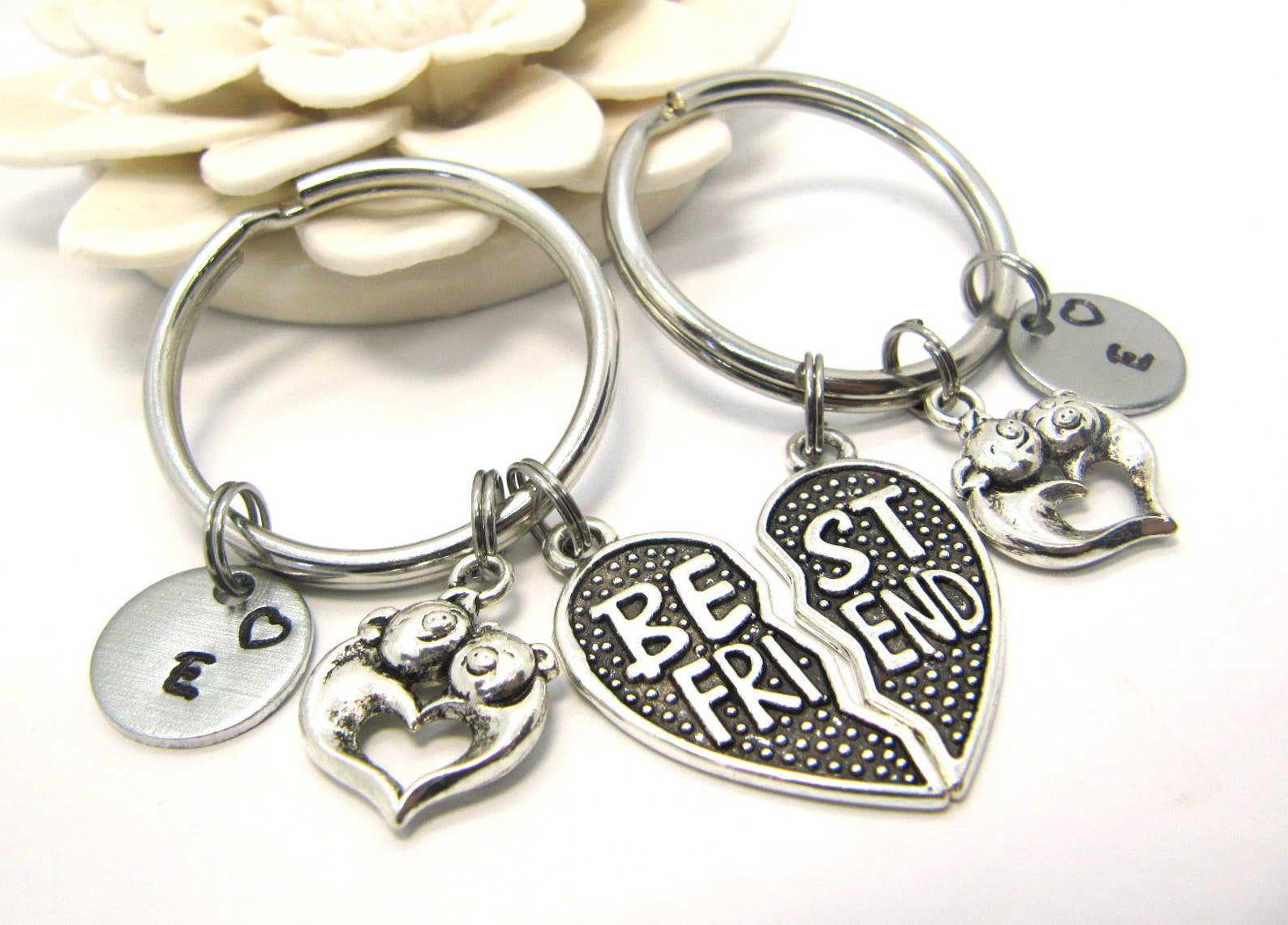 Split Heart Friendship Keychain Set of 2 Best Friend | Etsy