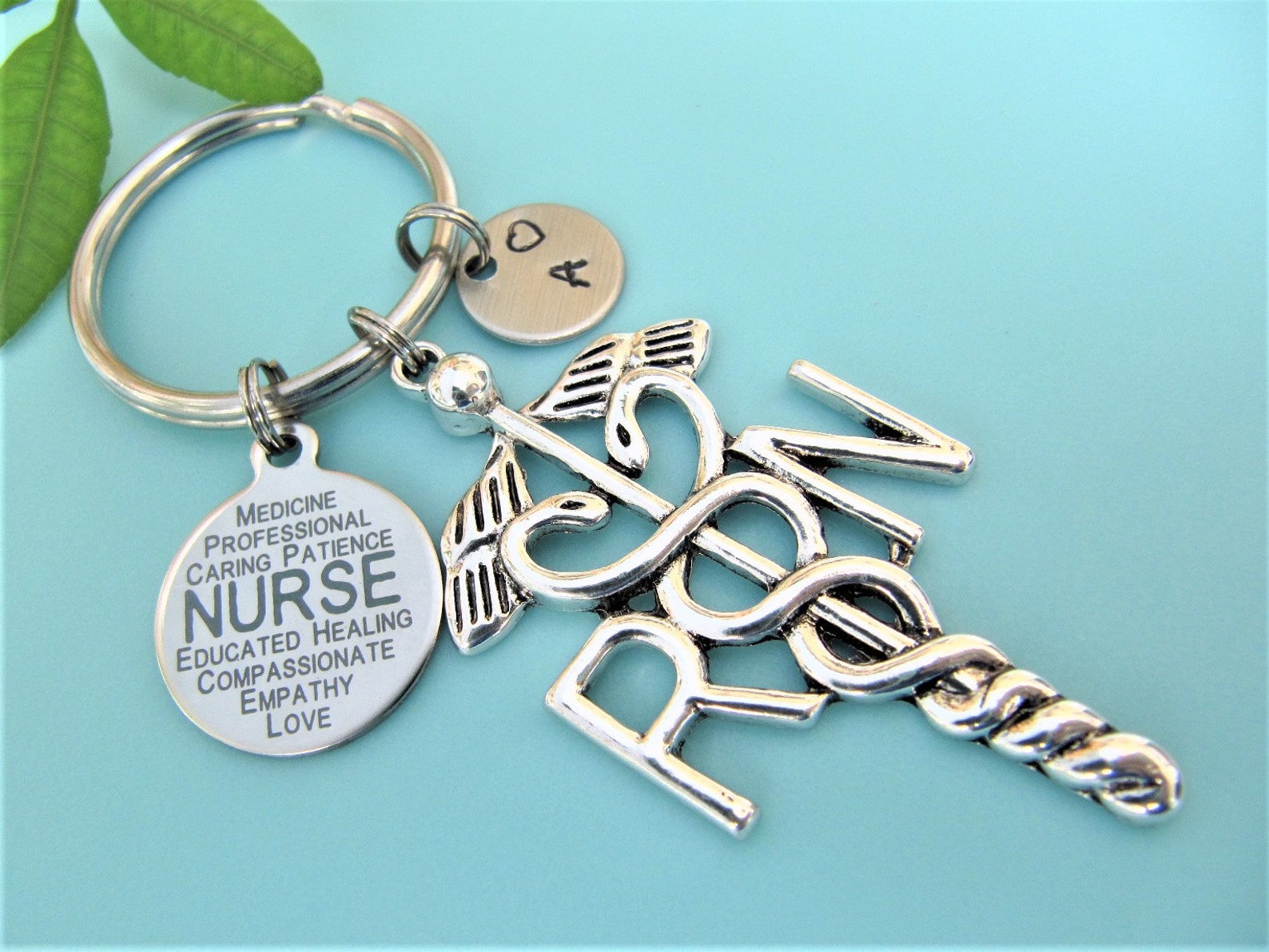 Personalized rn keychain Nurse Keychain RN keyring RN | Etsy