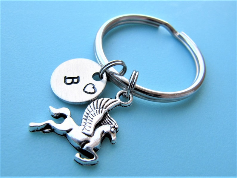 Pegasus Keychain Pegasus Charm Keyring Initial Keychain | Etsy