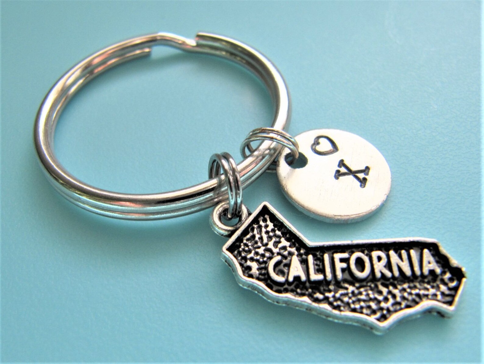California Keychain California Charm Keyring Initial - Etsy