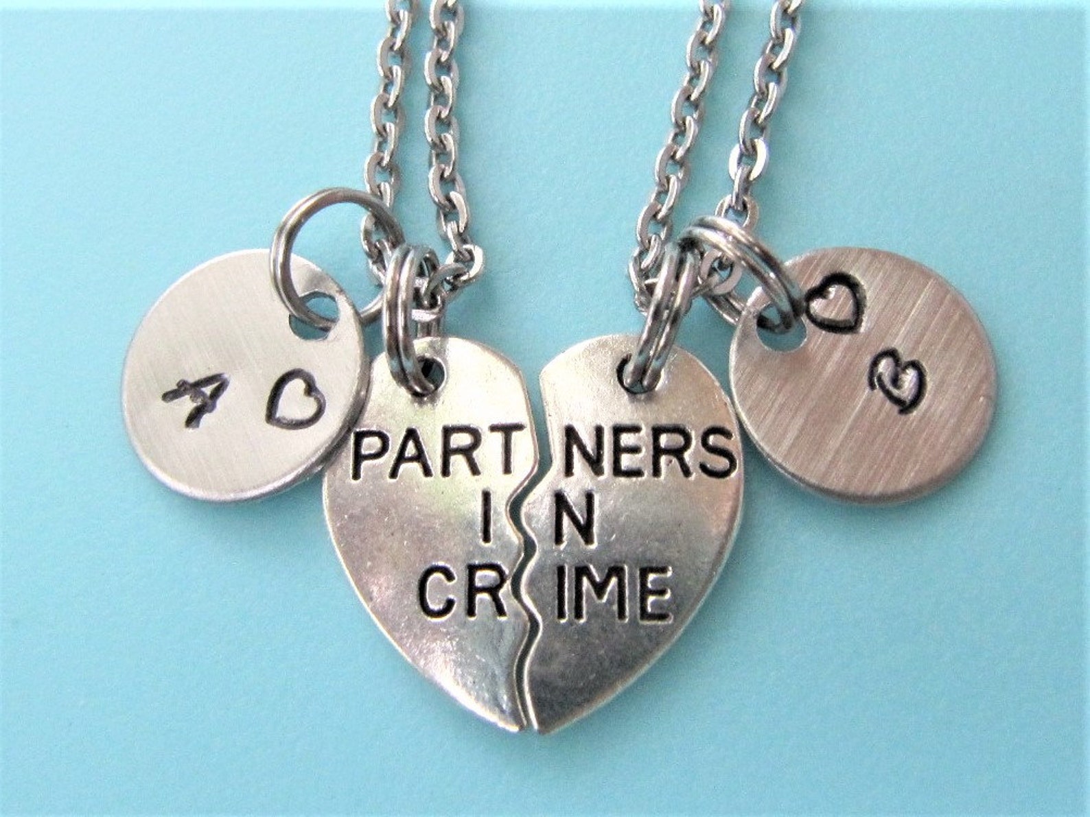 Partners in Crime Necklace Split Heart Necklace Partner in - Etsy