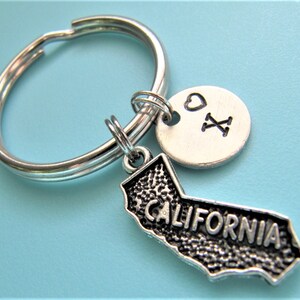 California Keychain, California Charm Keyring, Initial Keychain ...