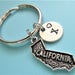 California Keychain, California Charm Keyring, Initial Keychain ...