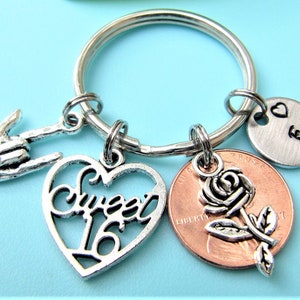 Personalized 16th Birthday Gift, Sweet 16 Keychain, Sweet 16 Gift, Cute ...