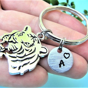 Personalized Tiger Keychain, Tiger Keyring, Animal Keychain, Tiger ...