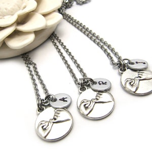 Set of 3 Pinky Promise Necklaces, Silver Pinky Swear Necklace for 3 ...