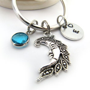 Personalized Moon Keychain, Crescent Moon Keychain, Moon Jewelry, Moon ...
