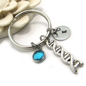 Personalized Science Keychain, Silver DNA Keychain, Biology Keychain ...