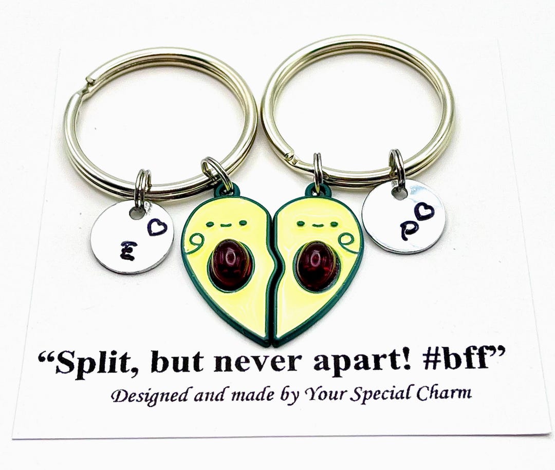 Set of 2 Personalized Best Friend Avocado Keychains – BFF Split Avocado ...