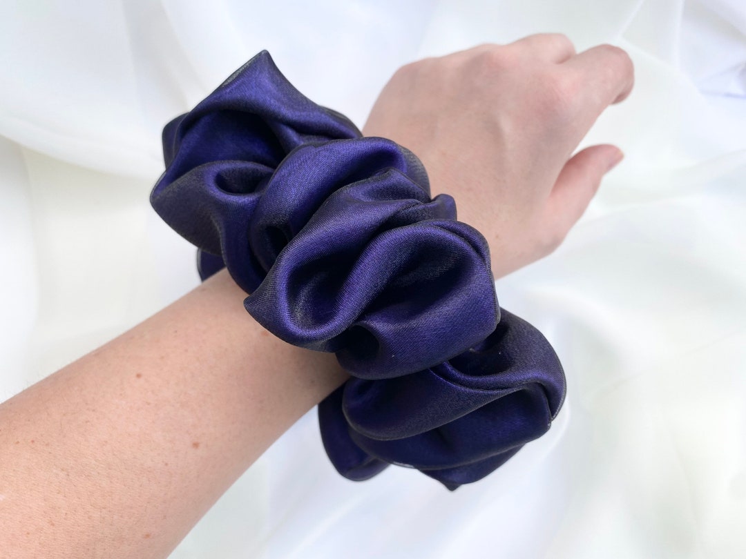 Oversized XXL Dark Purple Handmade Hair Scrunchie, Purple Hair Tie ...