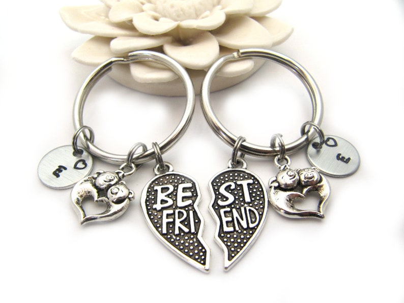 Split Heart Friendship Keychain Set of 2 Best Friend - Etsy