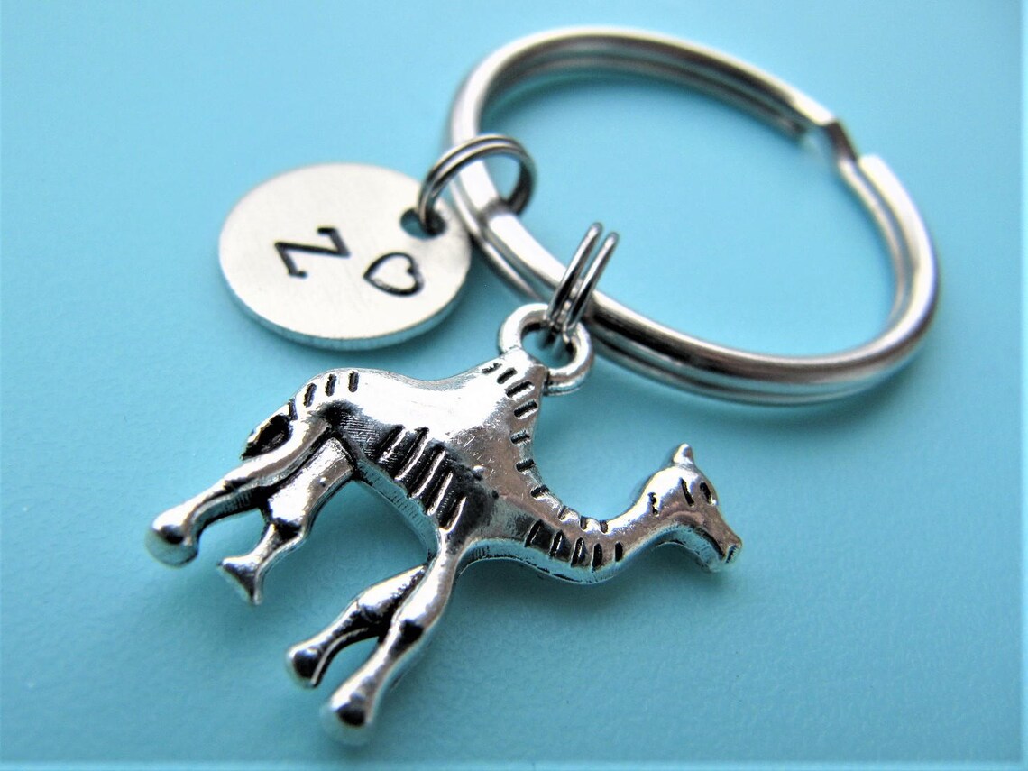 Camel Keychain Camel Charm Keychain Initial Keychain | Etsy