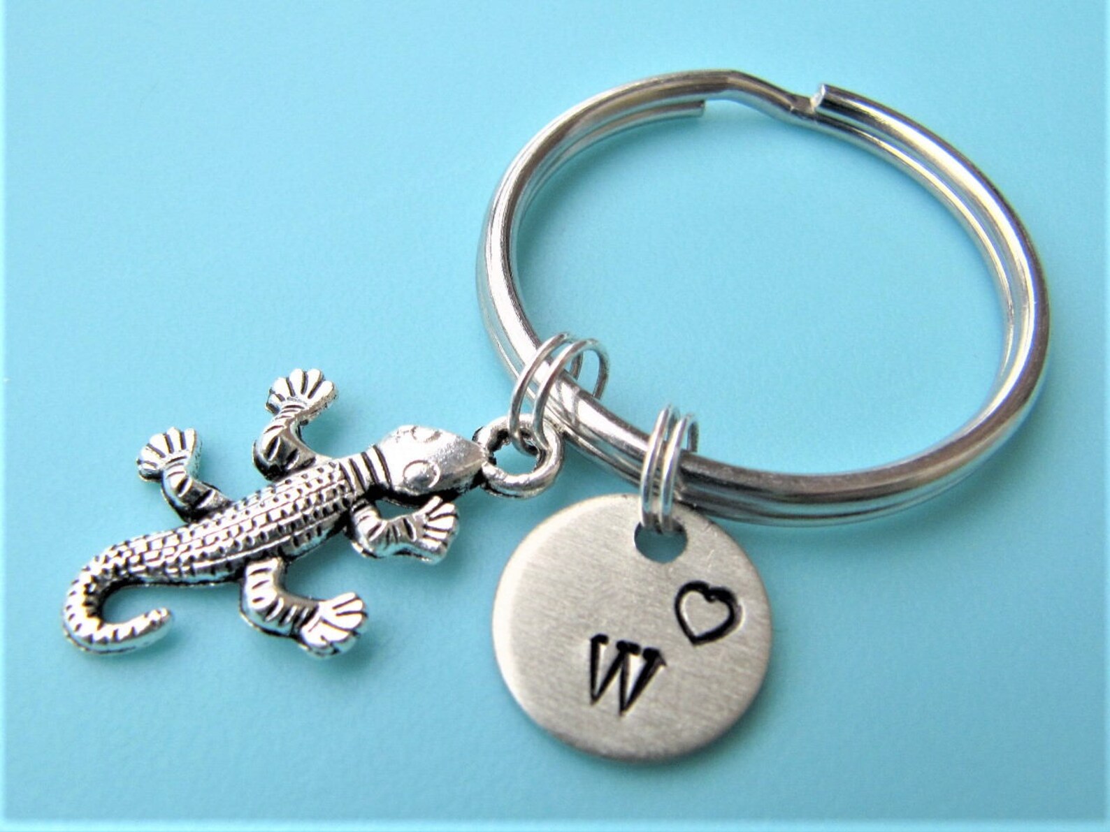 Lizard Keychain Lizard Charm Key Lizard Initial Keychain | Etsy