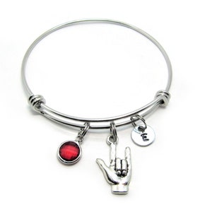 Personalized ASL Bracelet, I Love You Sign Language Bracelet, Sign ...