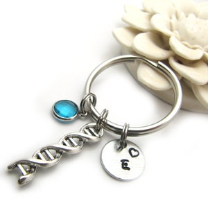 Personalized Science Keychain, Silver DNA Keychain, Biology Keychain ...