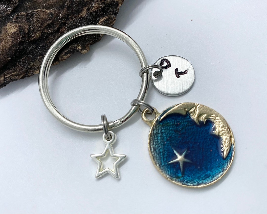 Moon Keychain, Night Keychain, Personalized Keychain, Cute Keychain ...