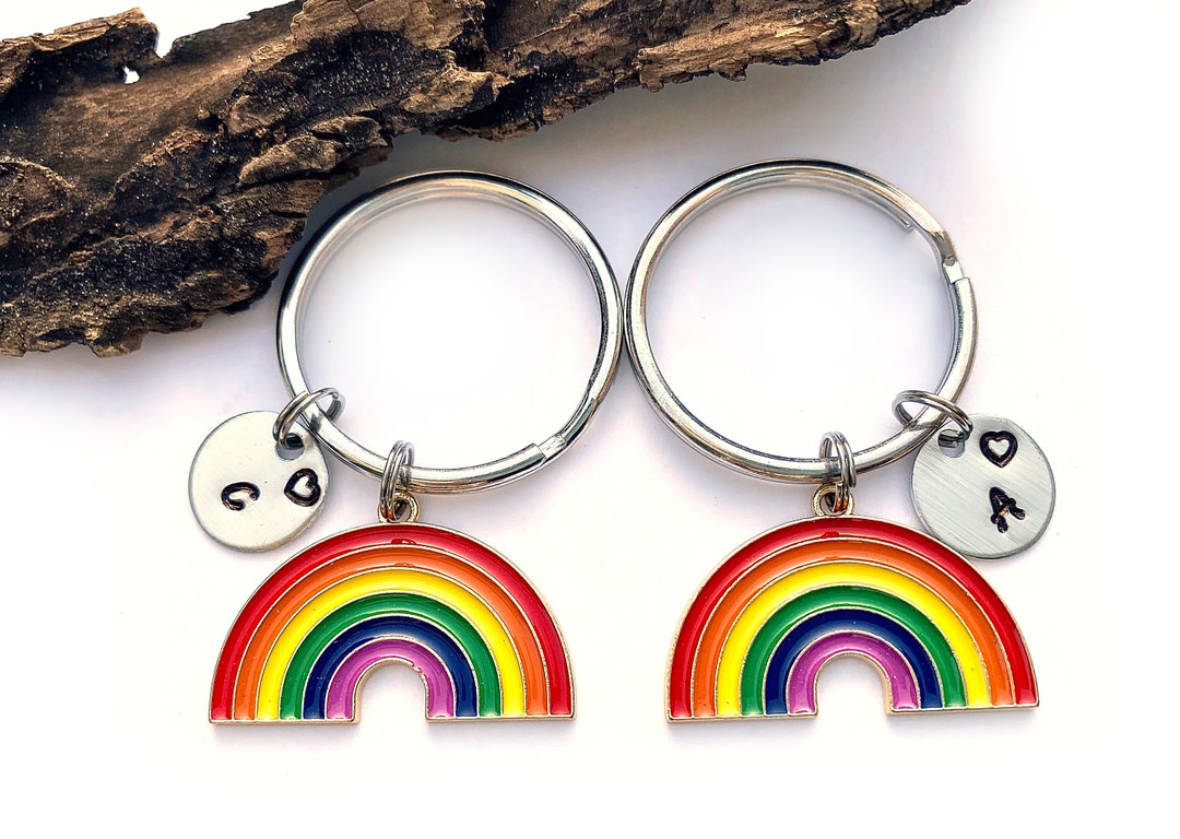 Set of 2 Rainbow Keychains, Rainbow Best Friend Keychain for 2, Rainbow ...