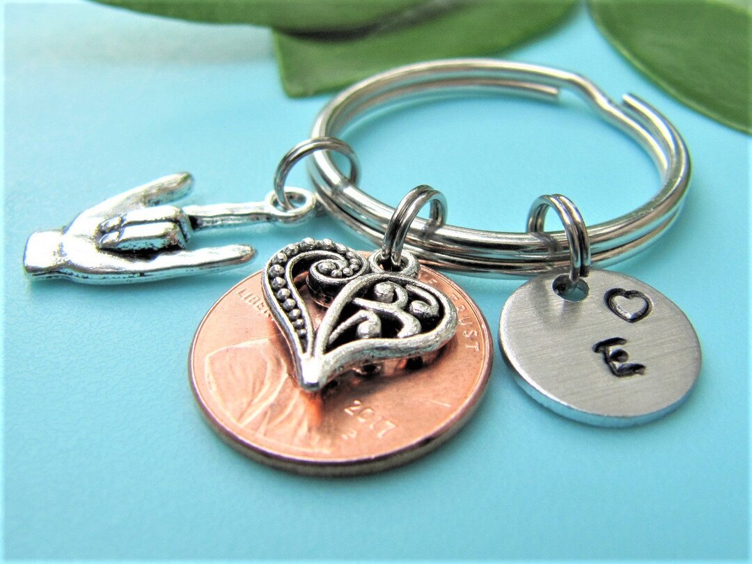 I Love You Sign Language Keychain, I Love You Keychain, Personalized ...