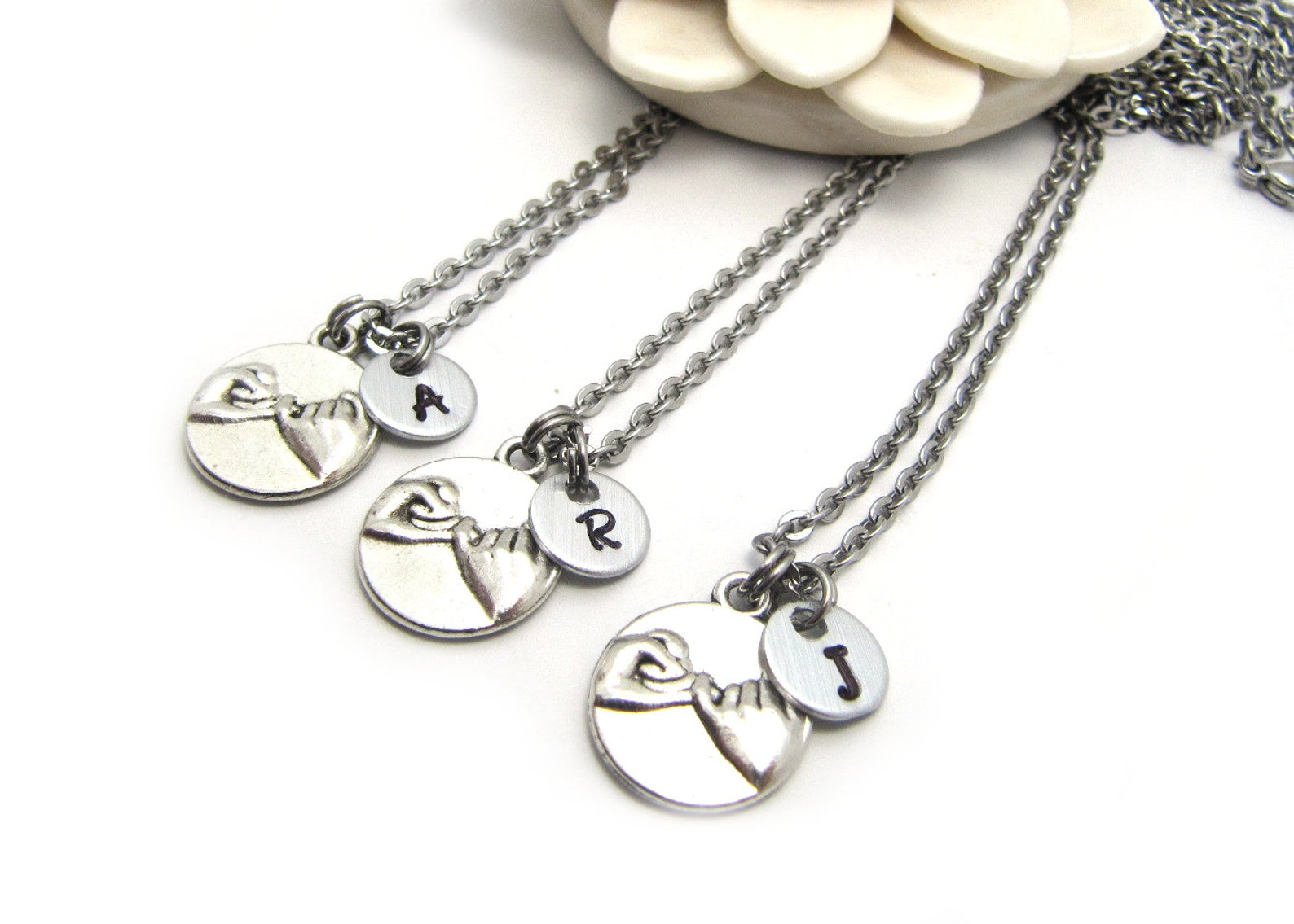 Set of 3 Pinky Promise Necklaces Silver Pinky Swear Necklace - Etsy