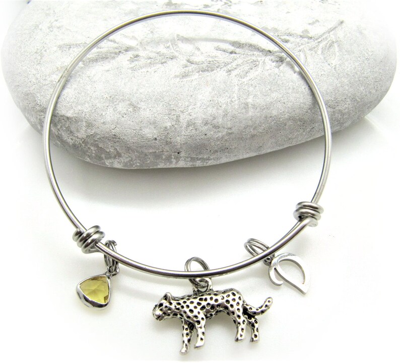 Leopard Bracelet Leopard Charm Bangle Leopard Jewelry - Etsy