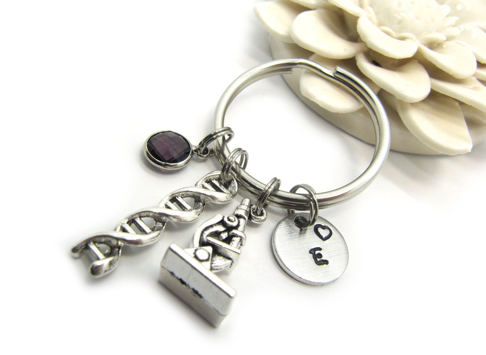 Personalized DNA Keychain Microscope Keychain Science | Etsy