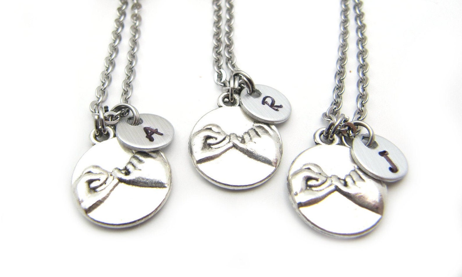 Set of 3 Pinky Promise Necklaces Silver Pinky Swear Necklace - Etsy