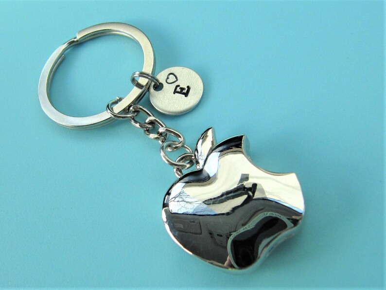 Personalzed Apple Keychain Initial Keychain Custom Keychain | Etsy