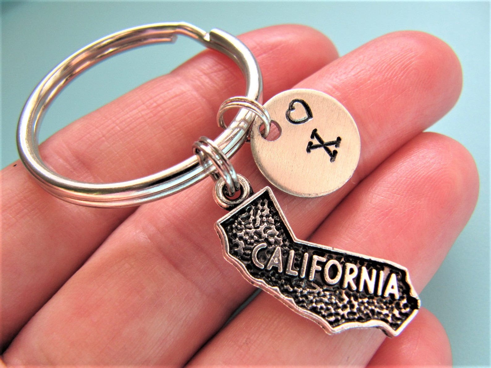 California Keychain California Charm Keyring Initial - Etsy
