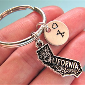 California Keychain, California Charm Keyring, Initial Keychain ...