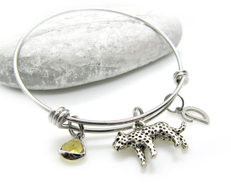 Leopard Bracelet Leopard Charm Bangle Leopard Jewelry - Etsy
