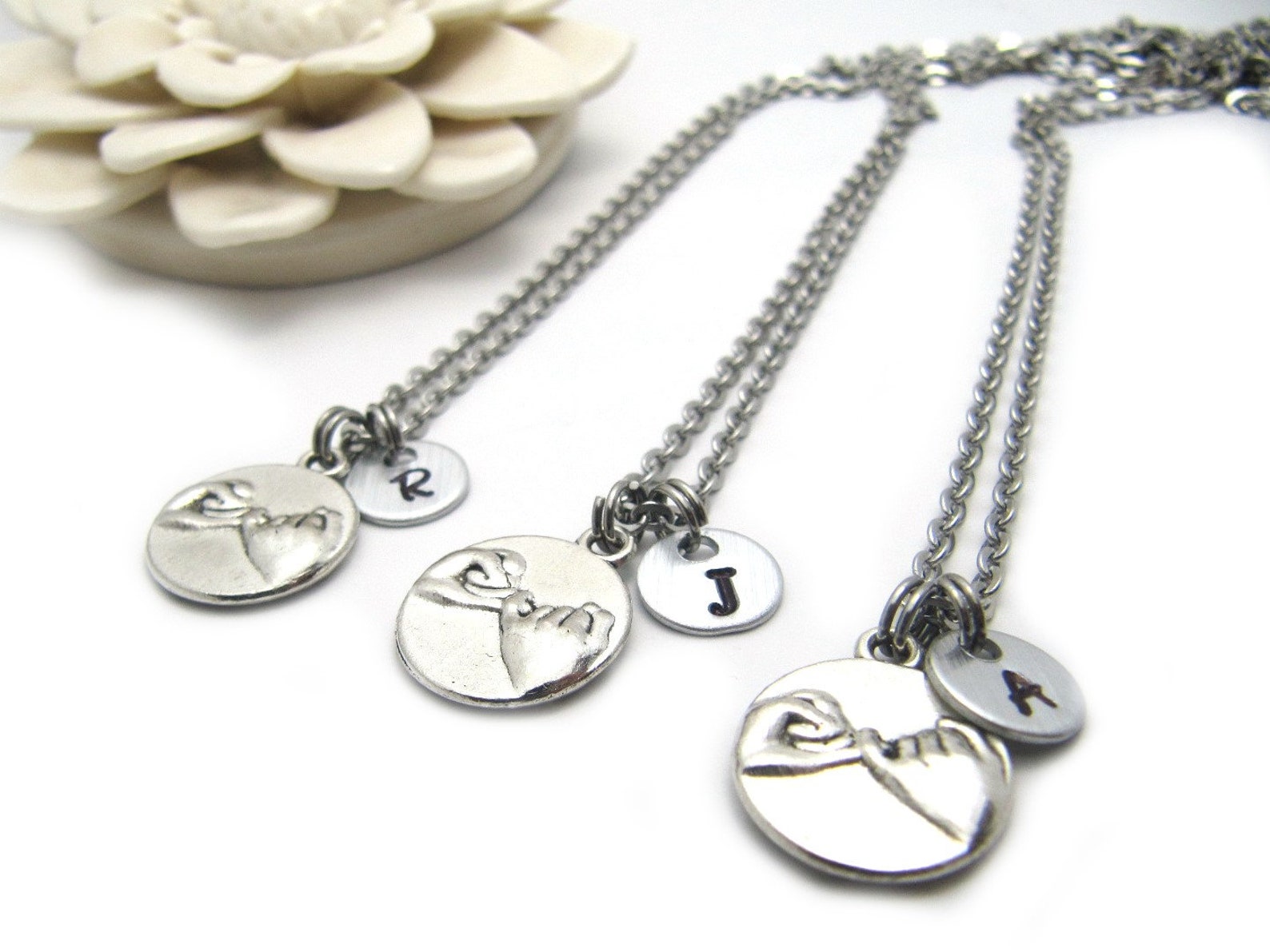 Set of 3 Pinky Promise Necklaces Silver Pinky Swear Necklace | Etsy